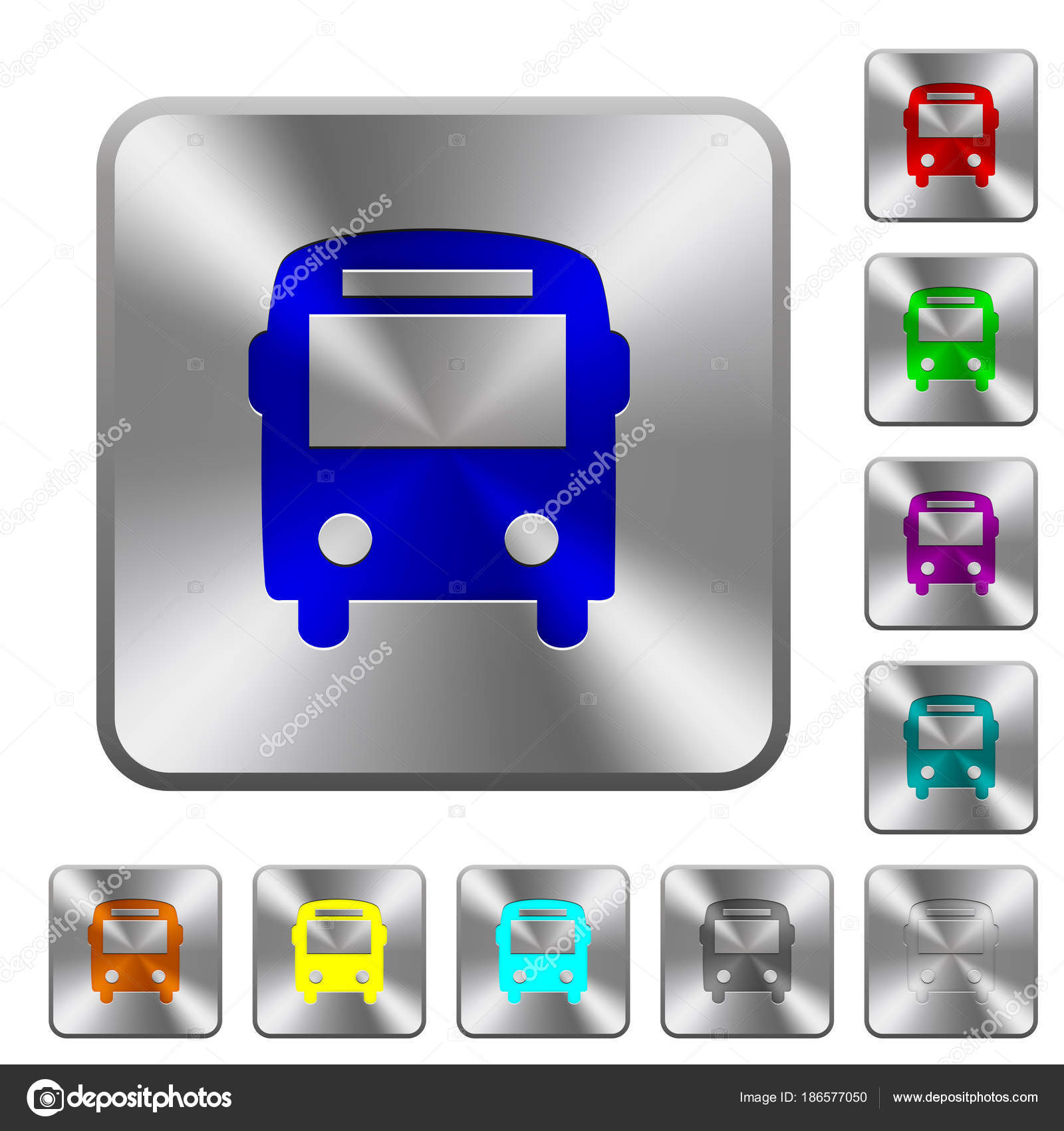Bus rounded square steel buttons Stock Vector Image by ©renegadehomie ...