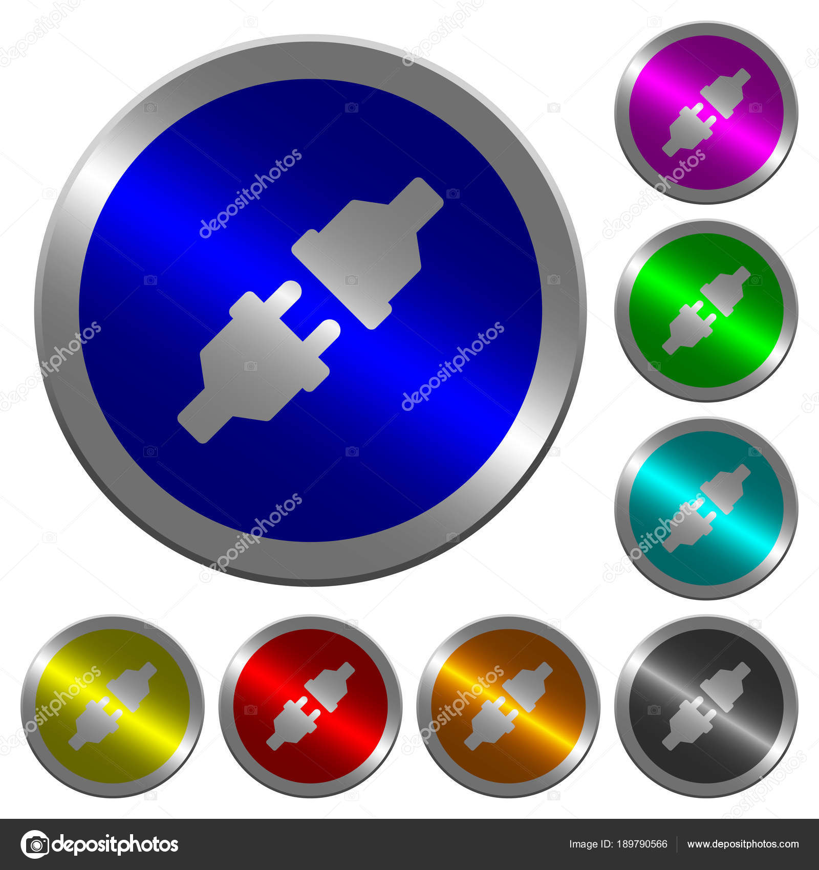 Unplugged power connectors luminous coin-like round color buttons Stock Vector Image by ...