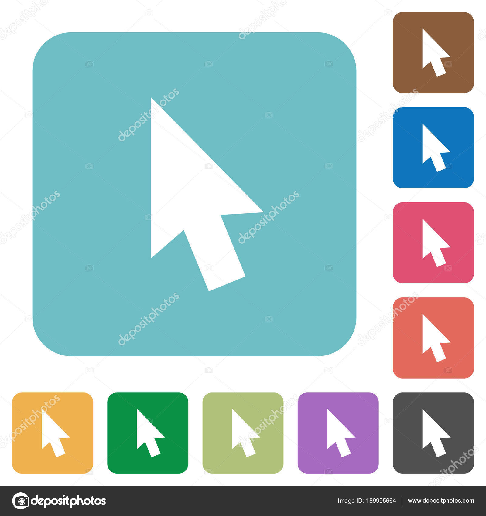 Mouse Cursor Rounded Square Flat Icons Stock Vector By ©renegadehomie