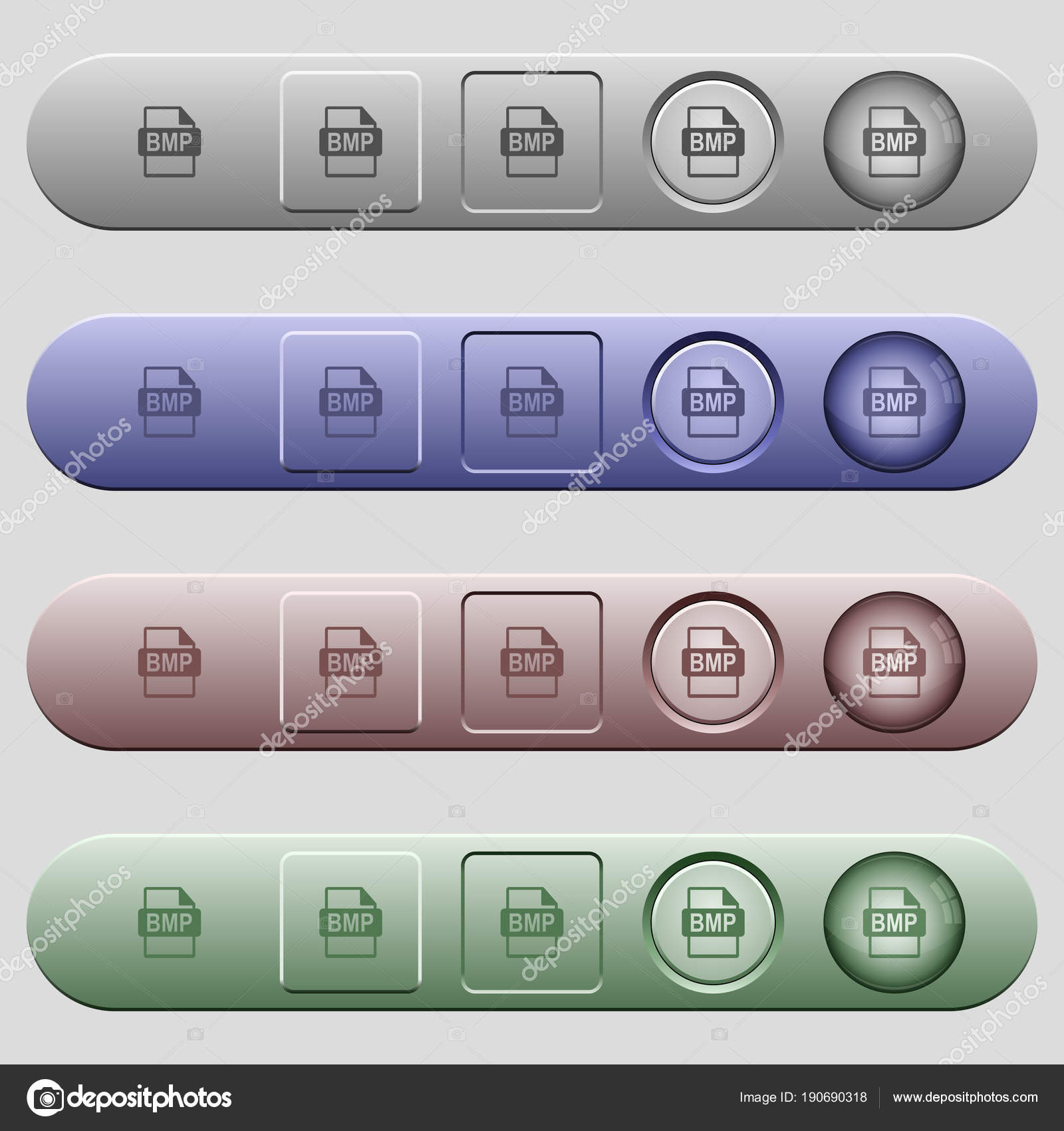 Bmp File Format Icons On Horizontal Menu Bars Stock Vector By