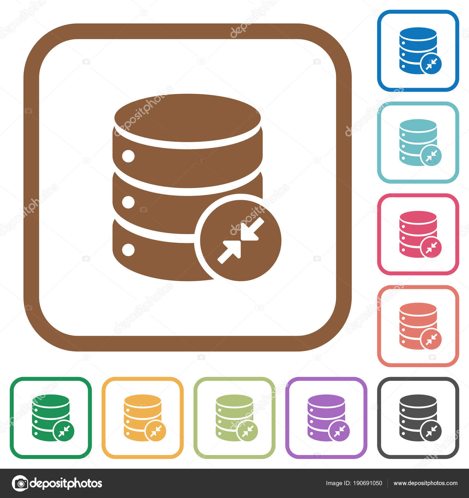 Shrink database simple icons Stock Vector by ©renegadehomie 190691050