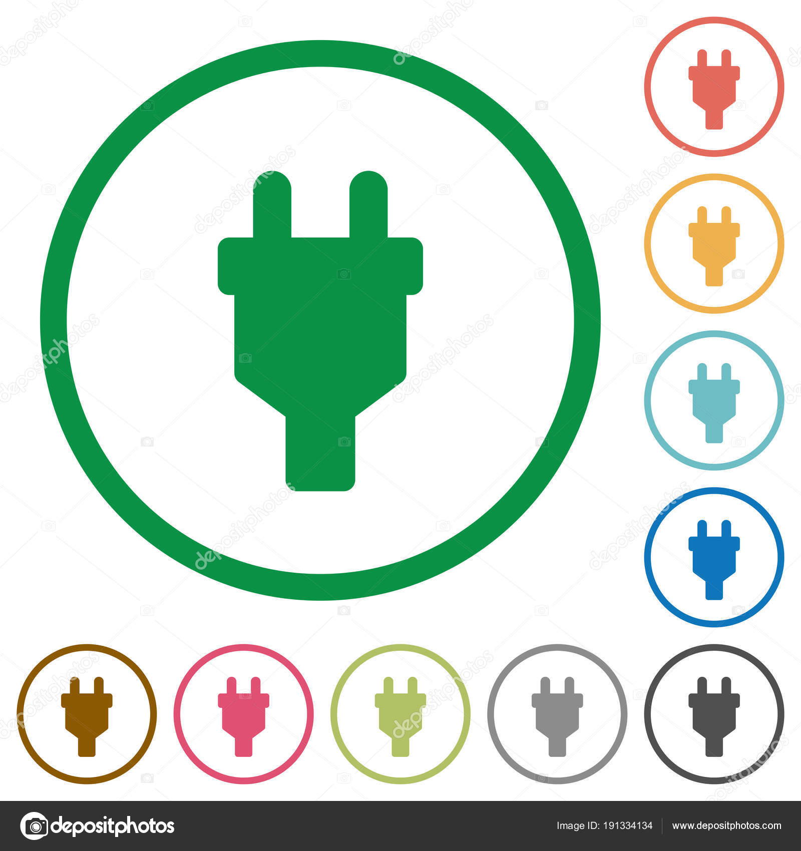 Power connector plug flat icons with outlines Stock Vector Image by ...