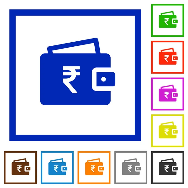 Rupee Credit Card Flat Color Icons Square Frames White Background Stock ...