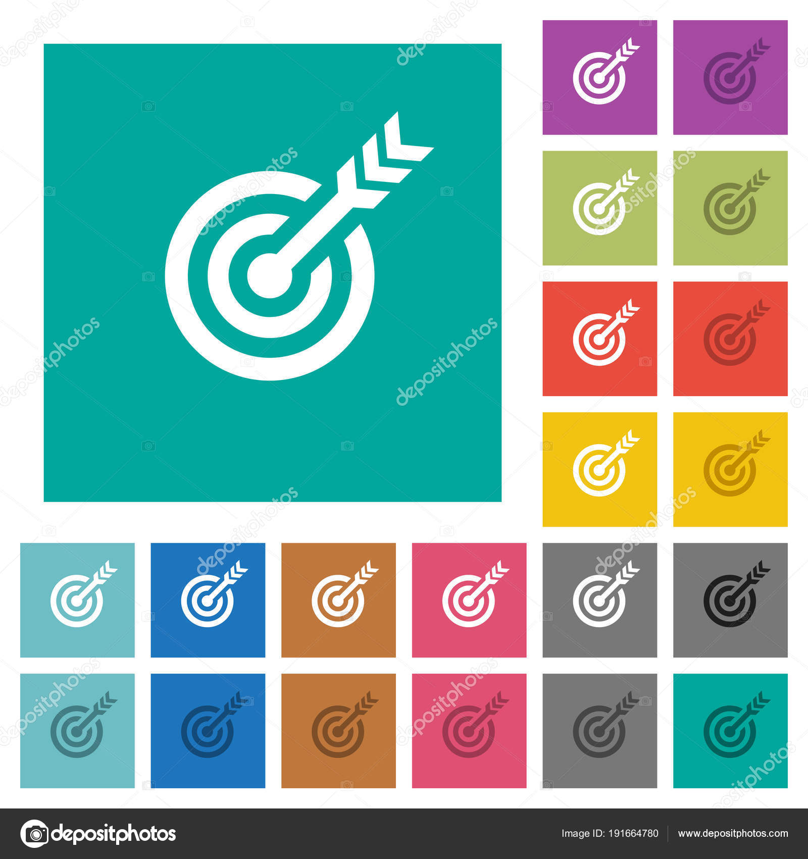 Target table with arrow square flat multi colored icons Stock Vector by ...