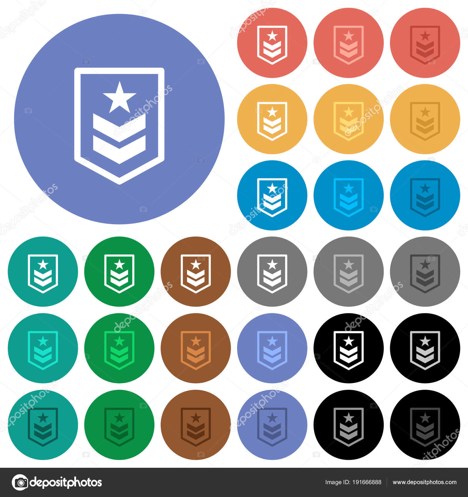 Military rank round flat multi colored icons Stock Vector Image by ...