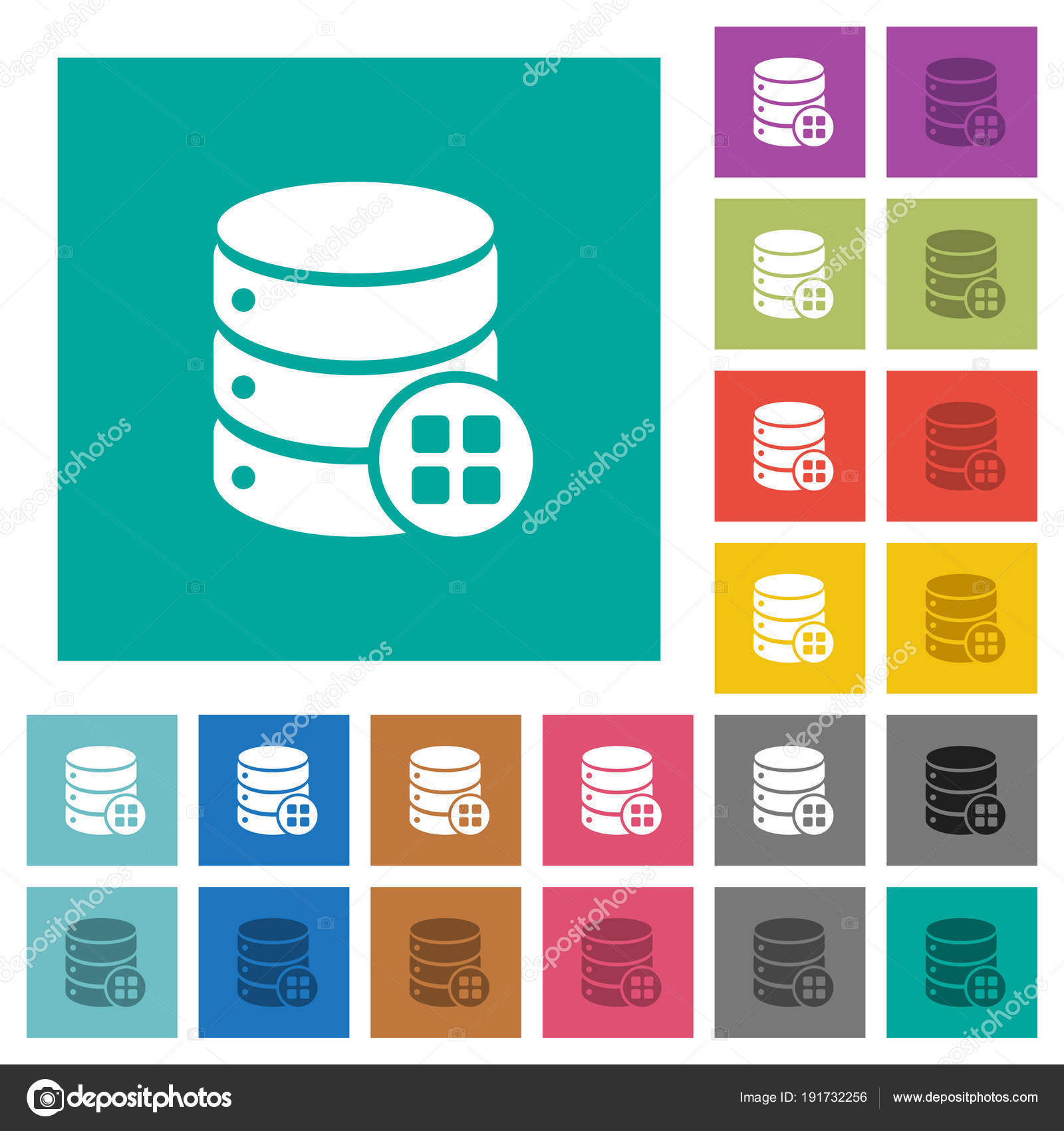 Database modules square flat multi colored icons Stock Vector by ©renegadehomie 191732256
