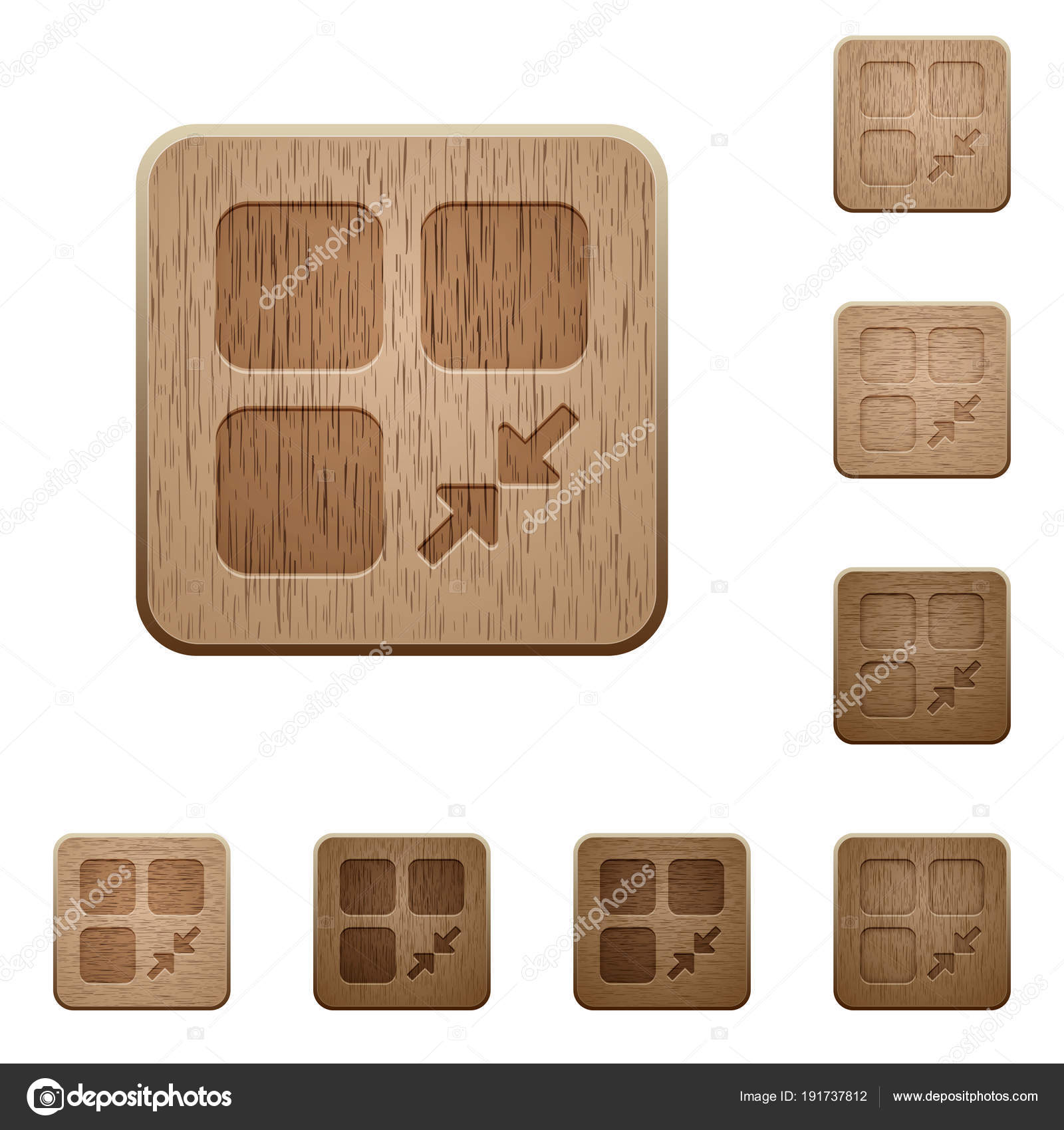 Reduce component wooden buttons Stock Vector by ©renegadehomie 191737812