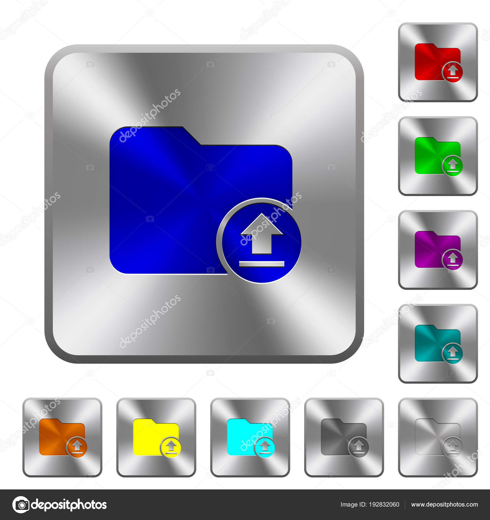 Upload directory rounded square steel buttons Stock Vector Image by ...