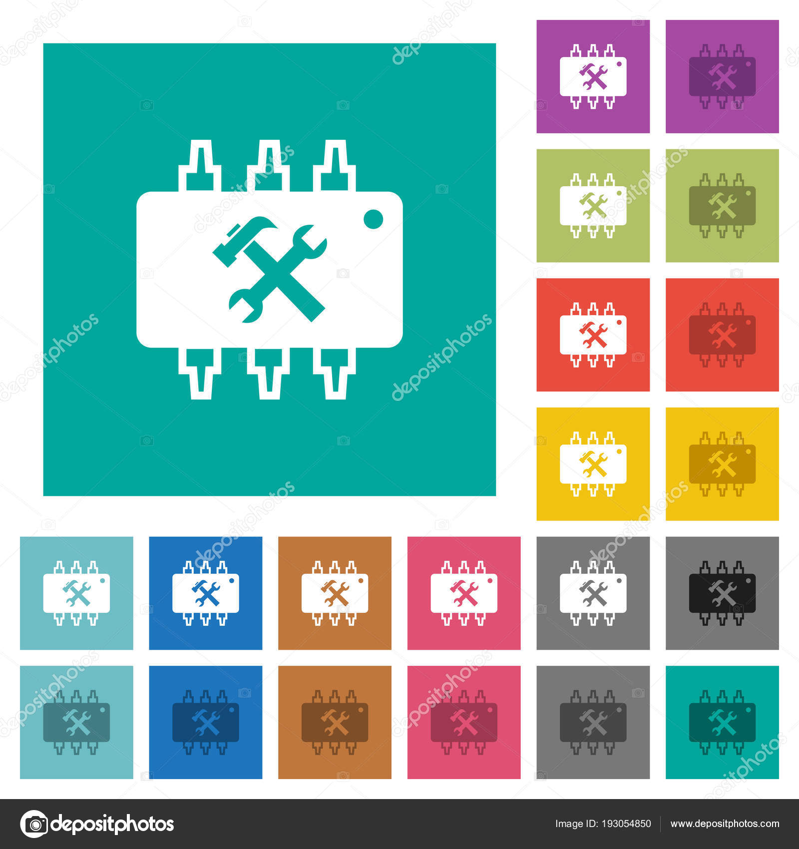 Hardware maintenance square flat multi colored icons Stock Vector by ...