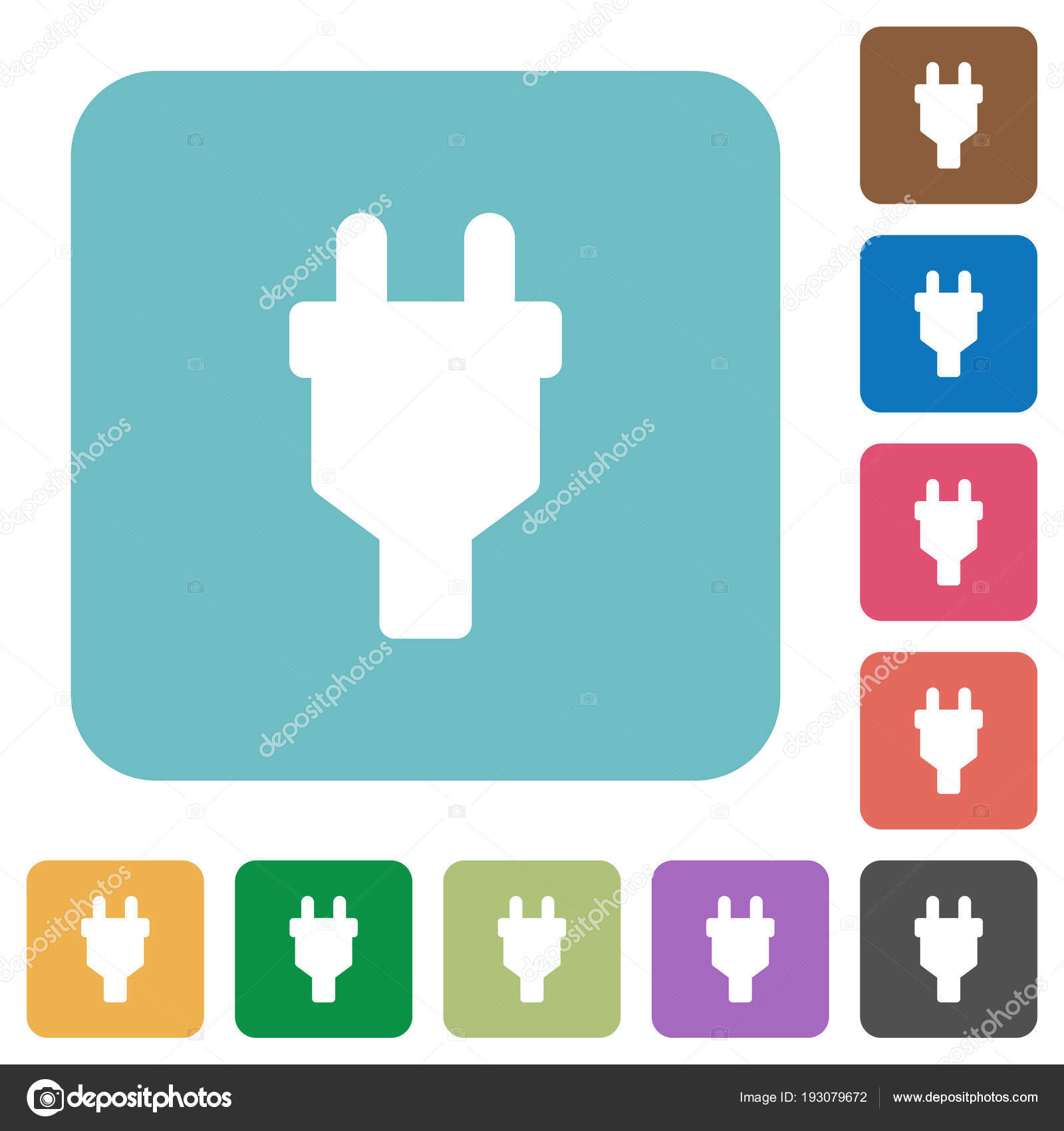 Power connector rounded square flat icons Stock Vector Image by ©renegadehomie #193079672