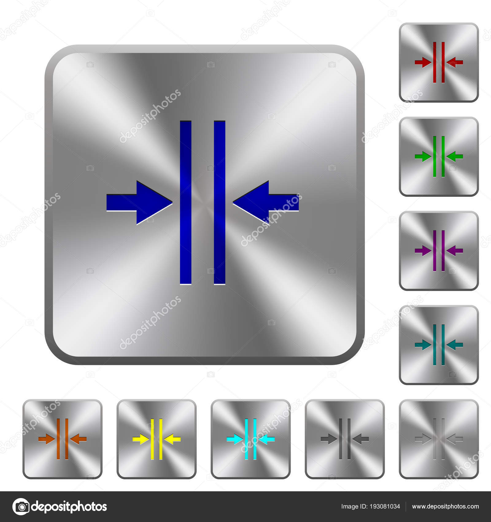 Adjust text column gutter rounded square steel buttons Stock Vector by ©renegadehomie 193081034