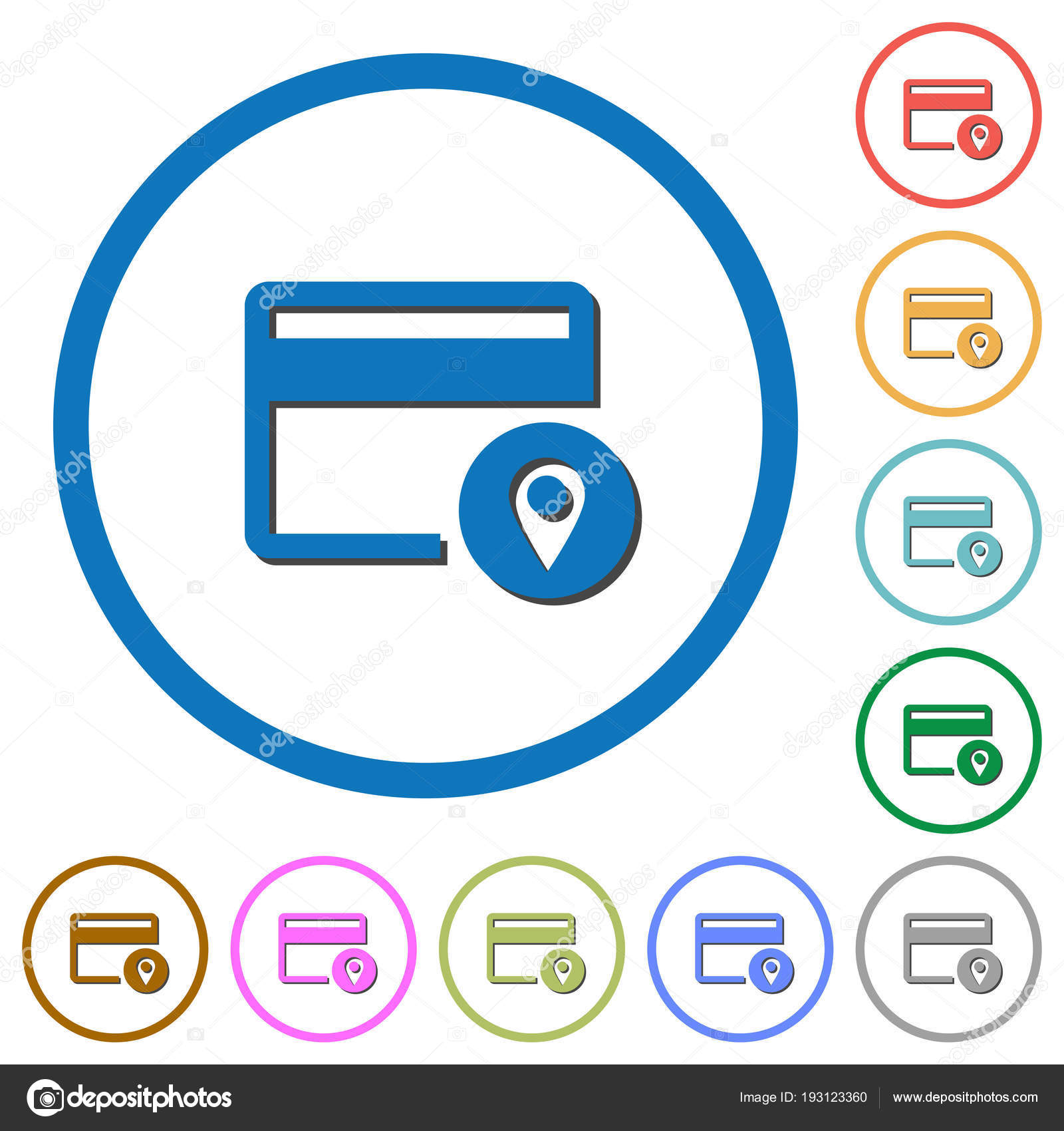 Credit card usage tracking icons with shadows and outlines Stock Vector ...