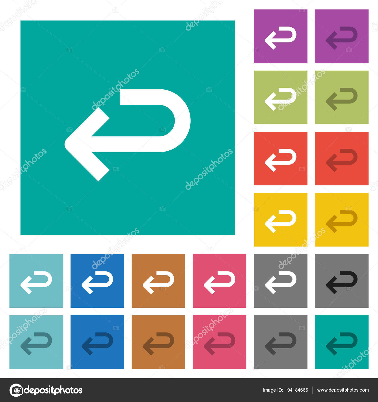 Back arrow square flat multi colored icons Stock Vector Image by ...