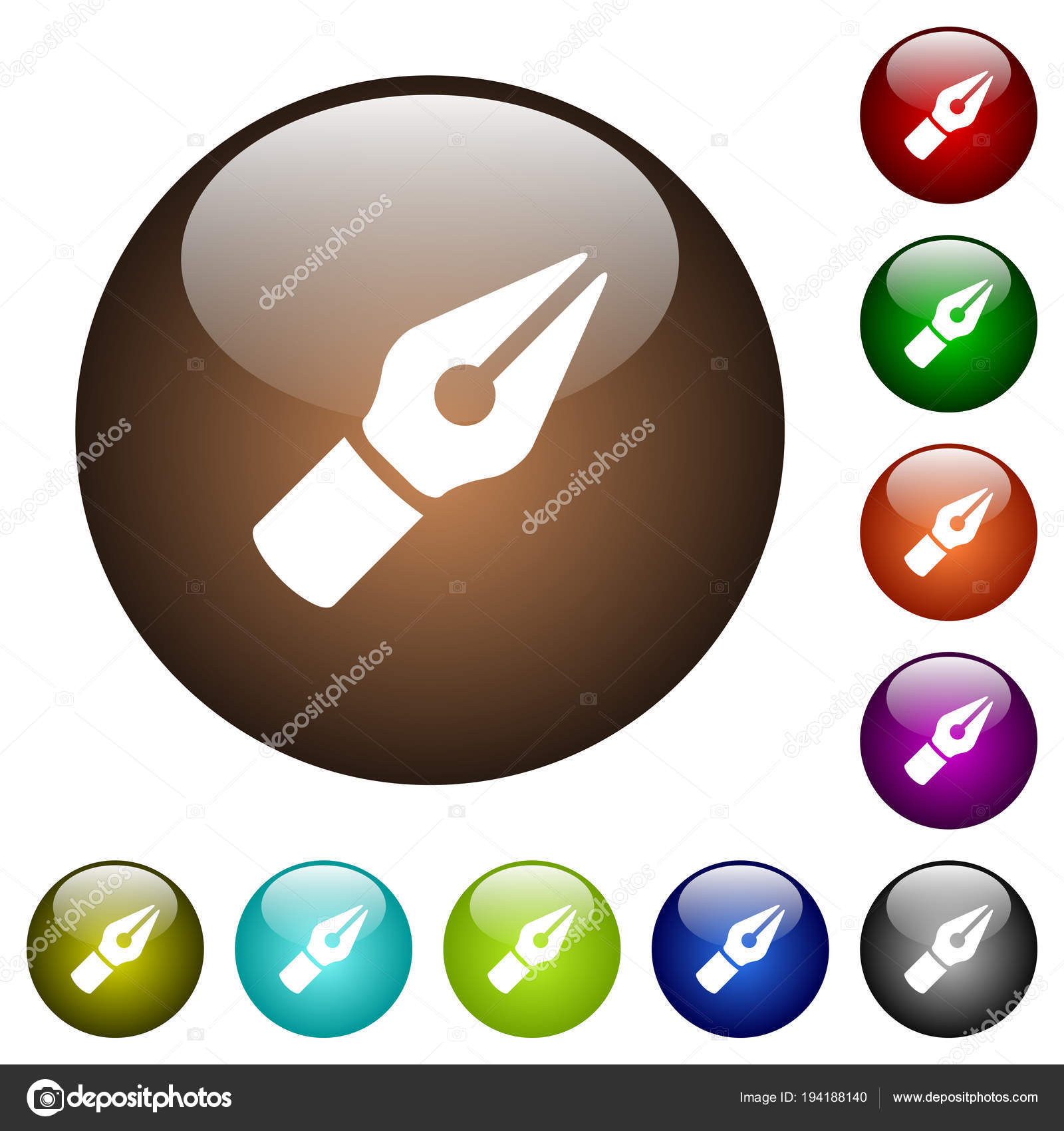 Vector pen symbol color glass buttons Stock Vector by ©renegadehomie ...