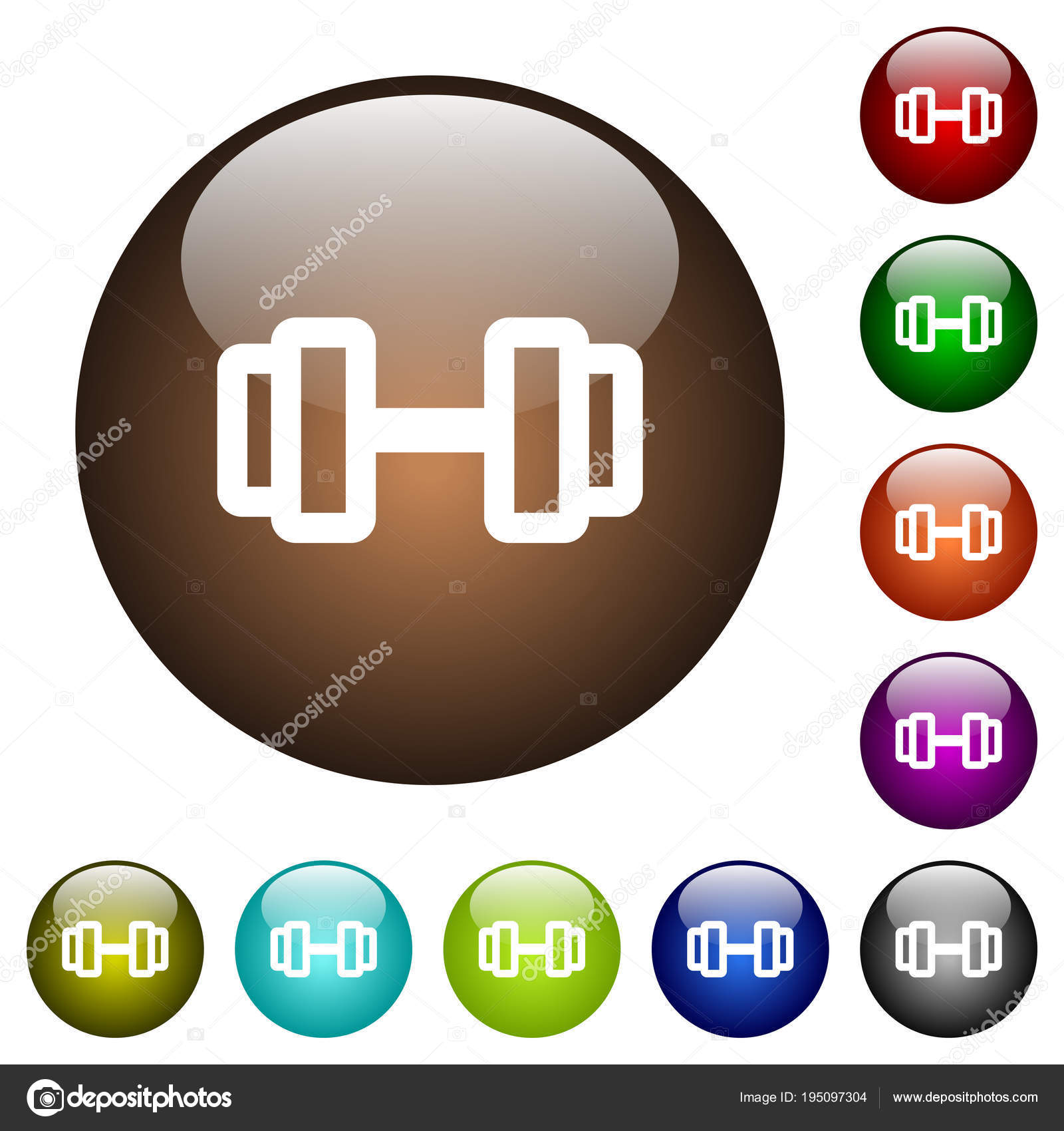 Barbell color glass buttons Stock Vector by ©renegadehomie 195097304