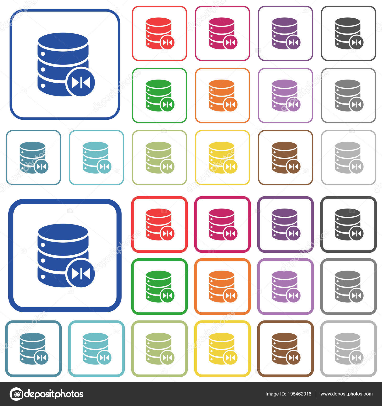 Select database table column outlined flat color icons Stock Vector by ...