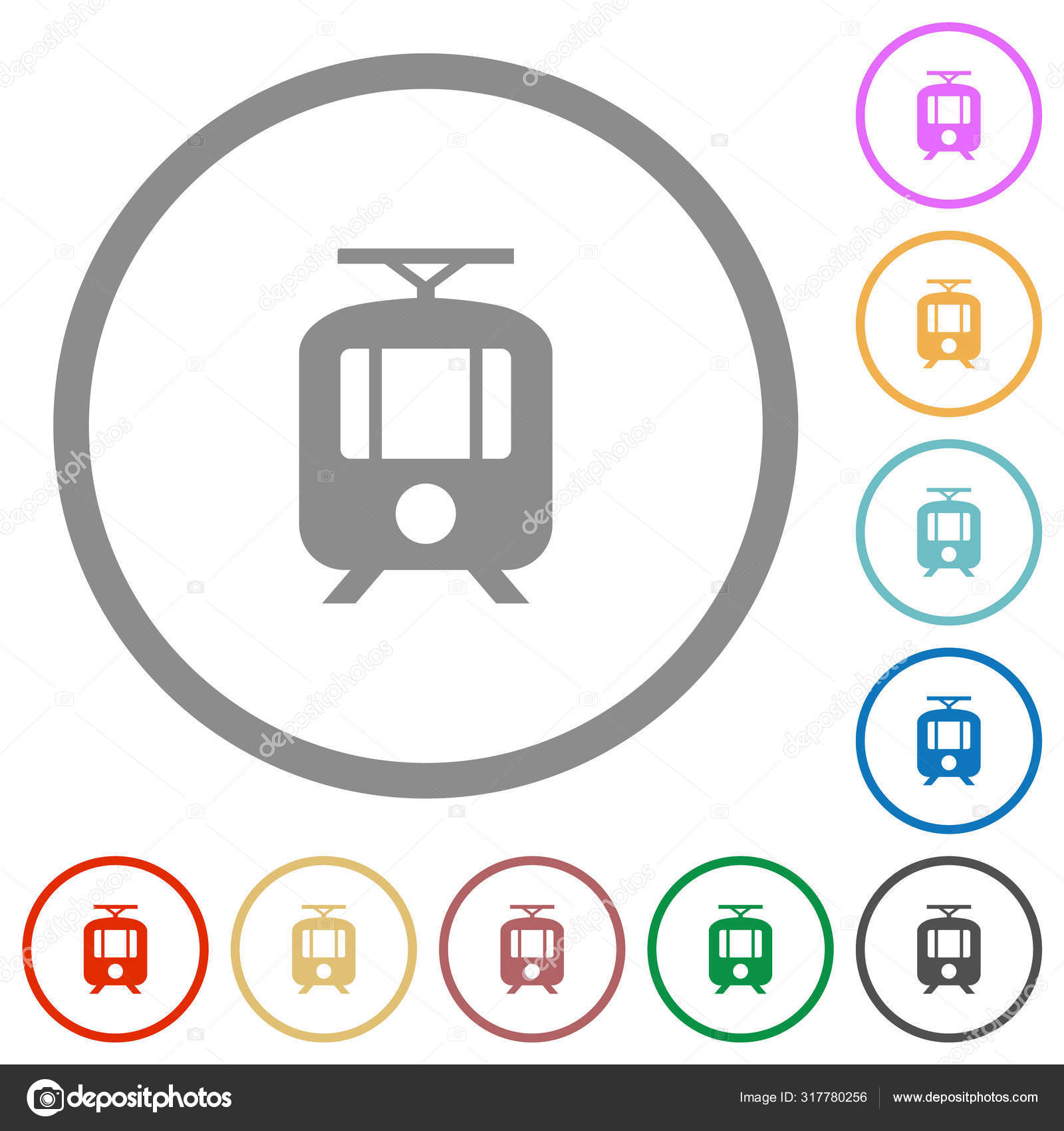 Tram flat icons with outlines Stock Vector by ©renegadehomie 317780256