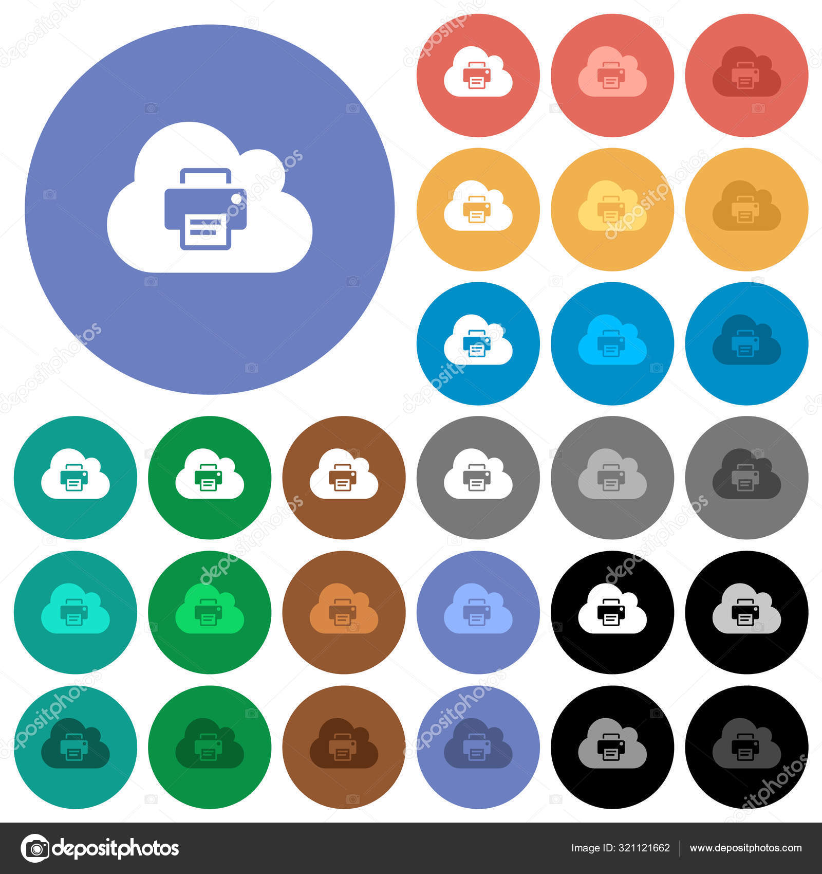 Cloud printing round flat multi colored icons Stock Vector by ...