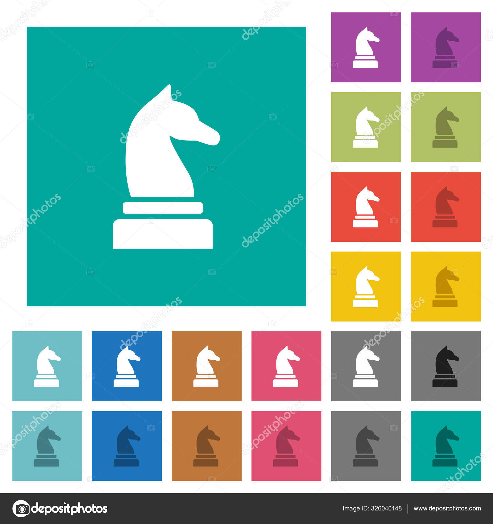Black chess knight square flat multi colored icons Stock Vector Image ...