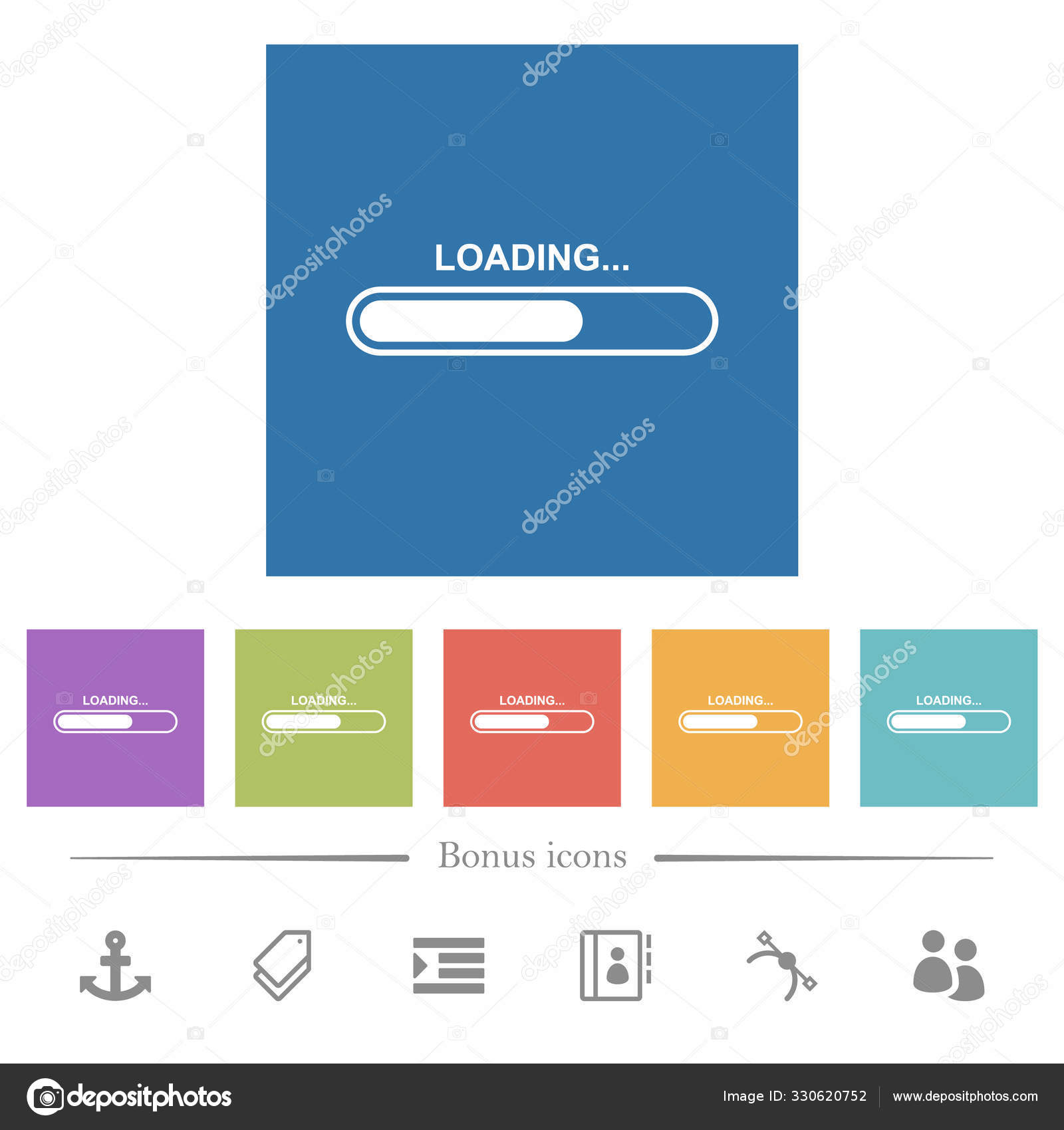 Loading flat white icons in square backgrounds Stock Vector Image by ...