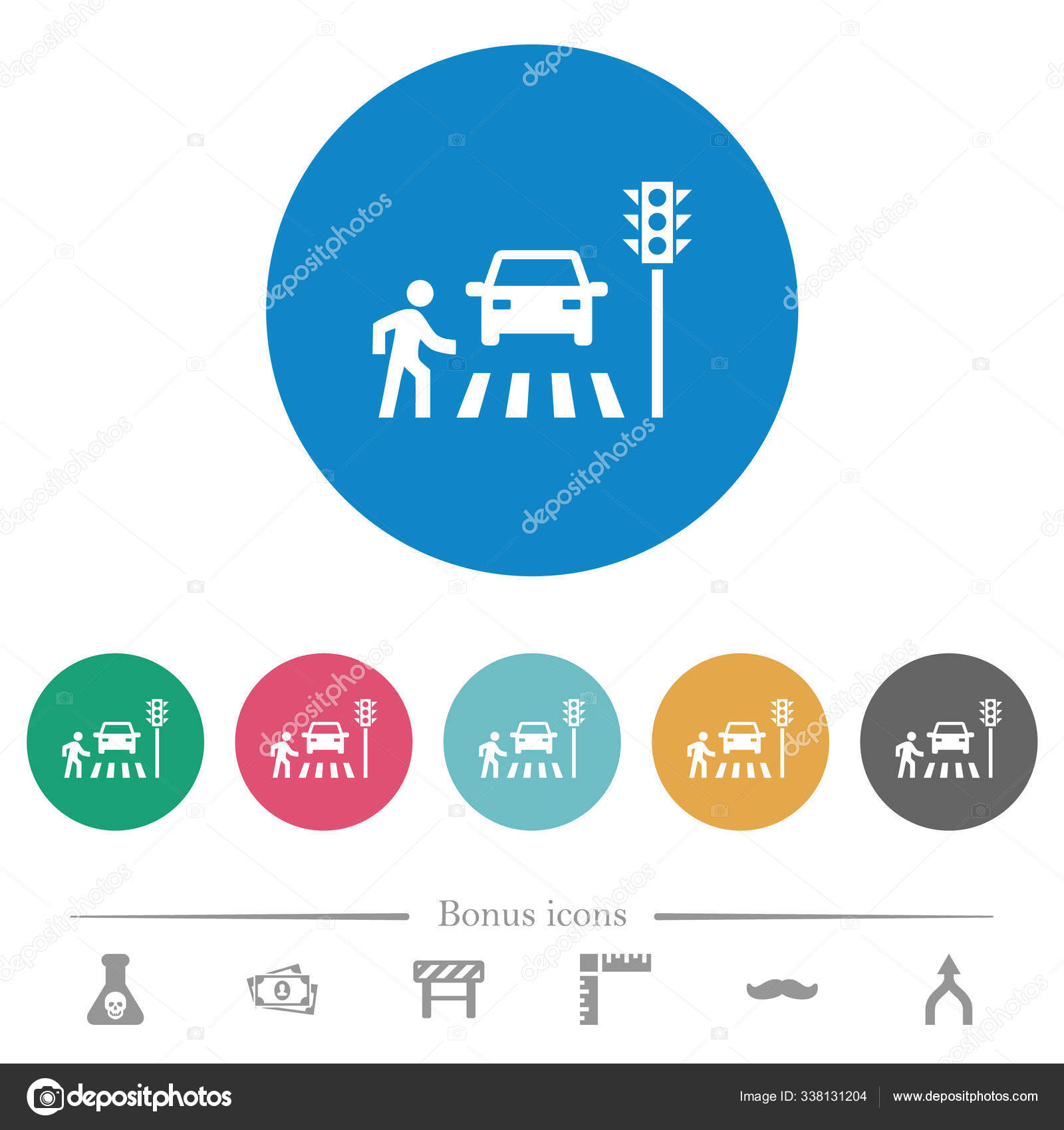 Pedestrian crossing flat round icons Stock Vector by ©renegadehomie 338131204