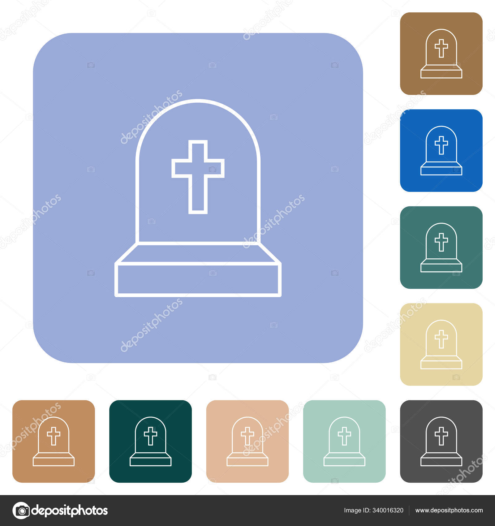 Tombstone with cross rounded square flat icons Stock Vector Image by ©renegadehomie #340016320