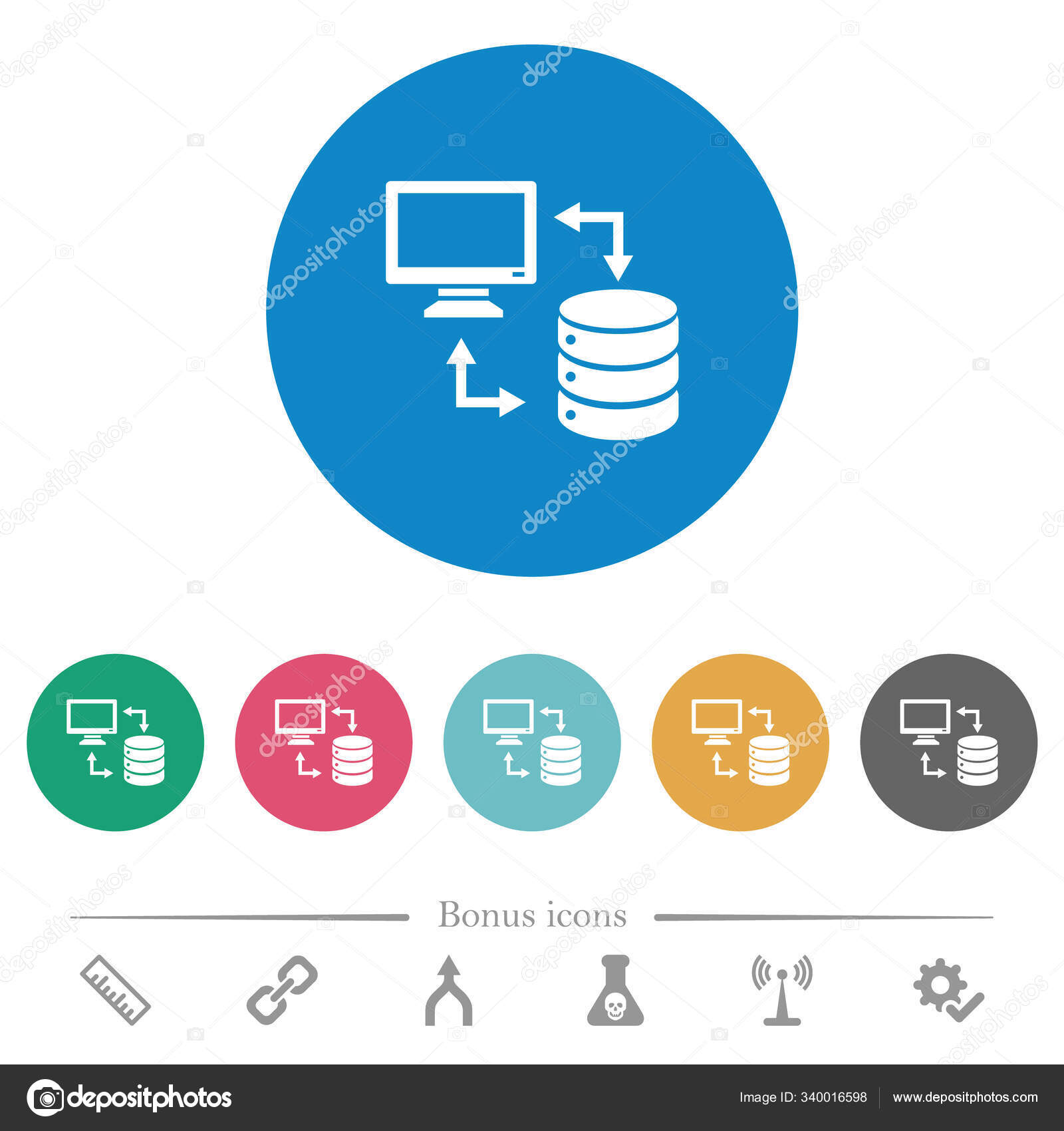 Syncronize data with database flat round icons Stock Vector by ©renegadehomie 340016598
