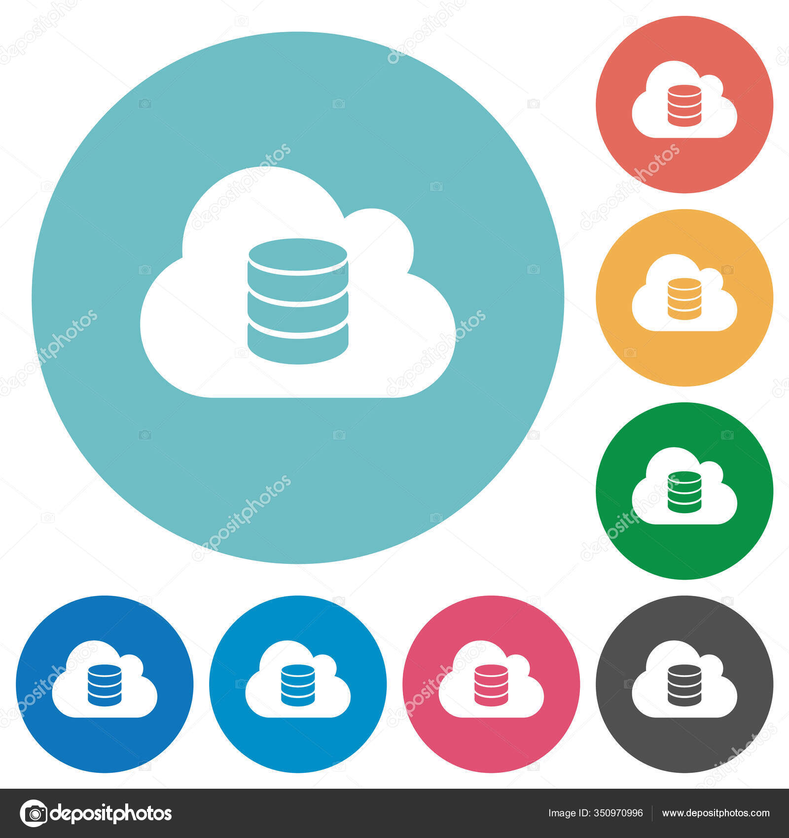 Cloud Database Flat White Icons Color Backgrounds Stock Vector Image by ...