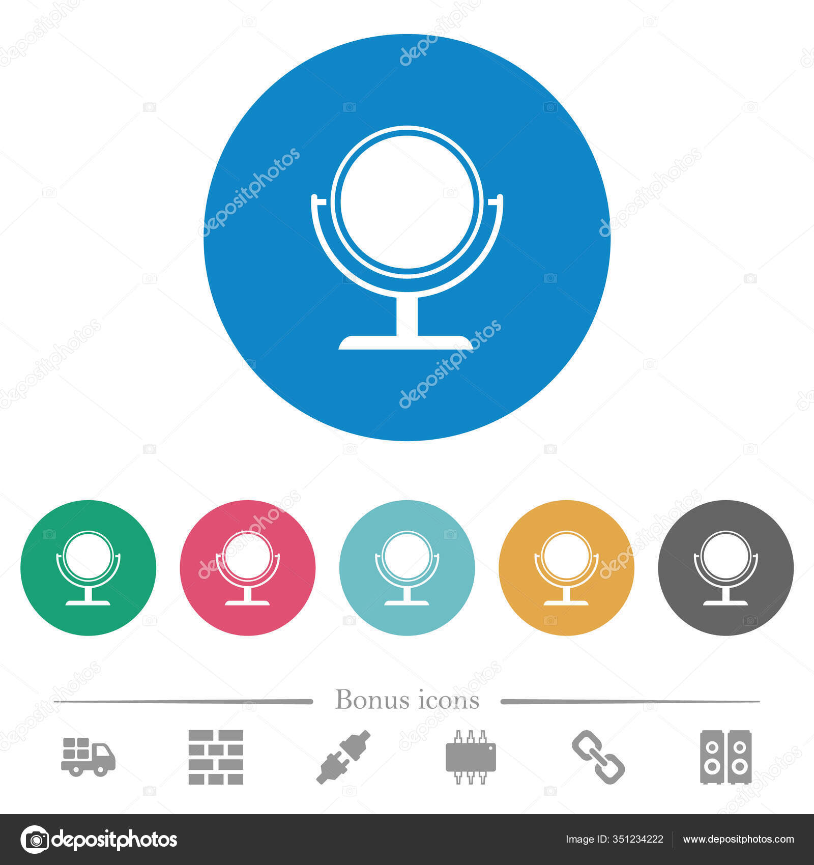 Desk Mirror Flat White Icons Color Backgrounds Bonus Icons Included ...