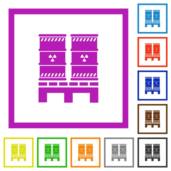 Radioactive Waste Simple Icons Color Rounded Square Frames White ...