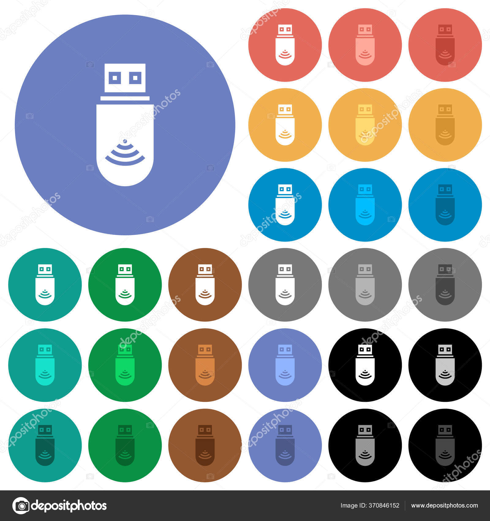 Usb Wifi Dongle Multi Colored Flat Icons Backgrounds Included White ...