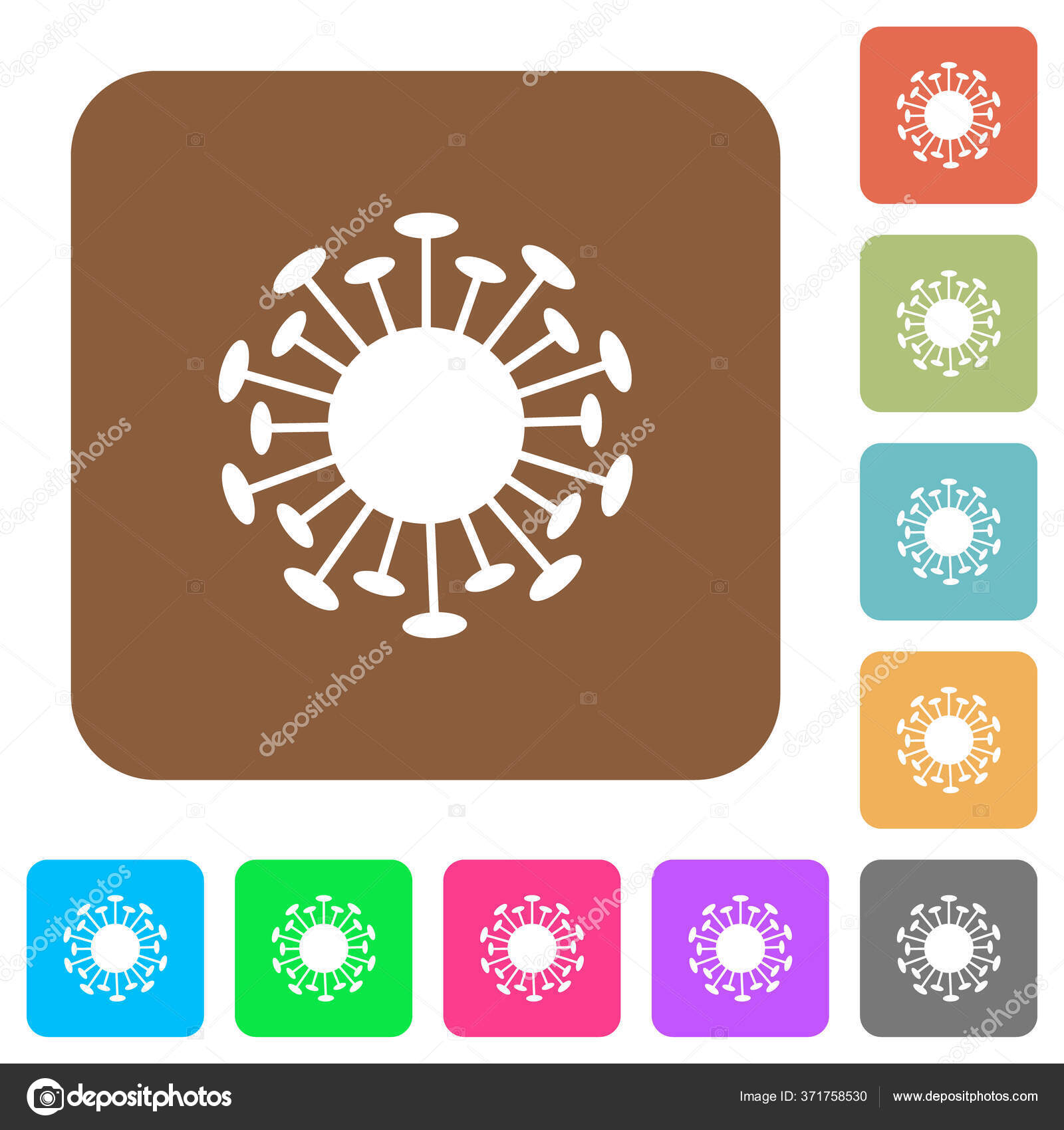 Corona Virus Flat Icons Rounded Square Vivid Color Backgrounds Stock Vector Image by ...