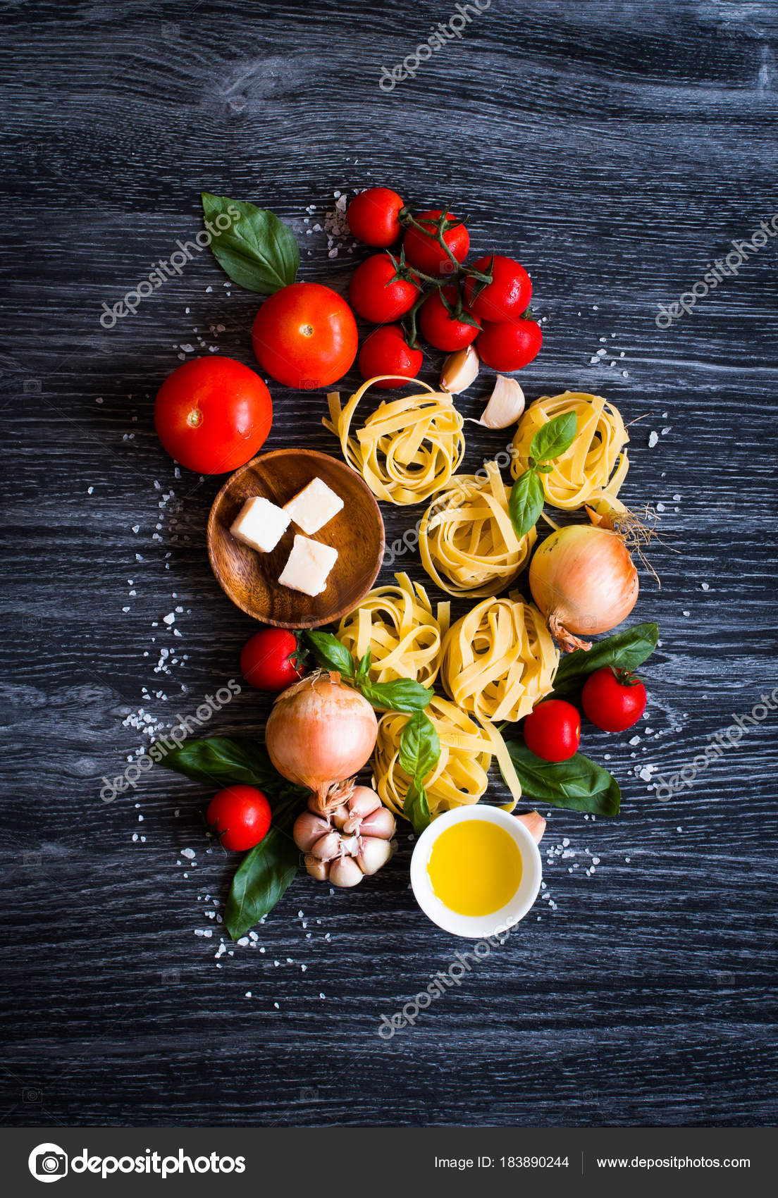Top View All Necessary Food Components Make Classic Italian Pasta ...