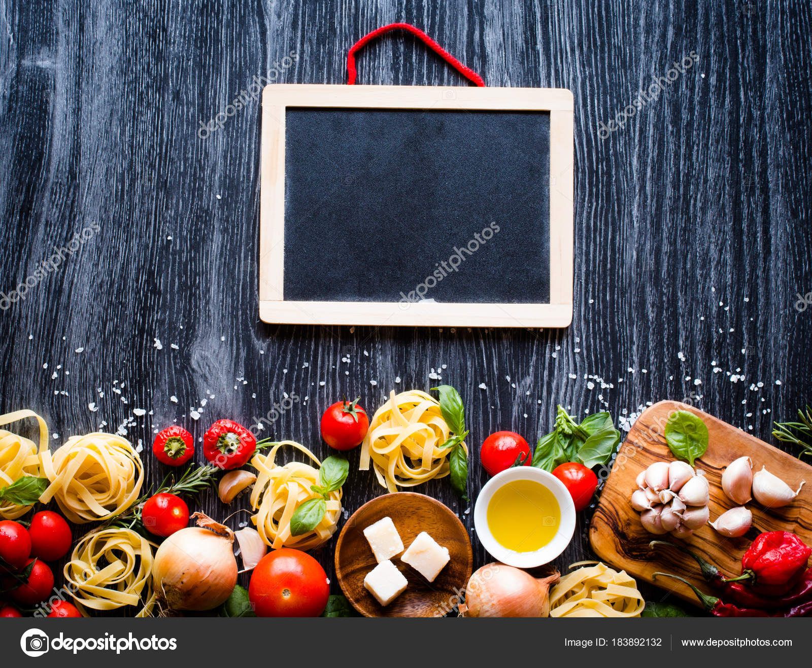 Top View All Necessary Food Components Make Classic Italian Pasta ...