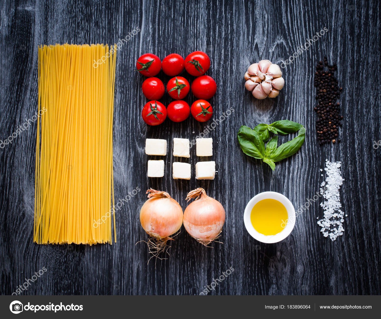 Top View All Necessary Food Components Make Classic Italian Pasta ...