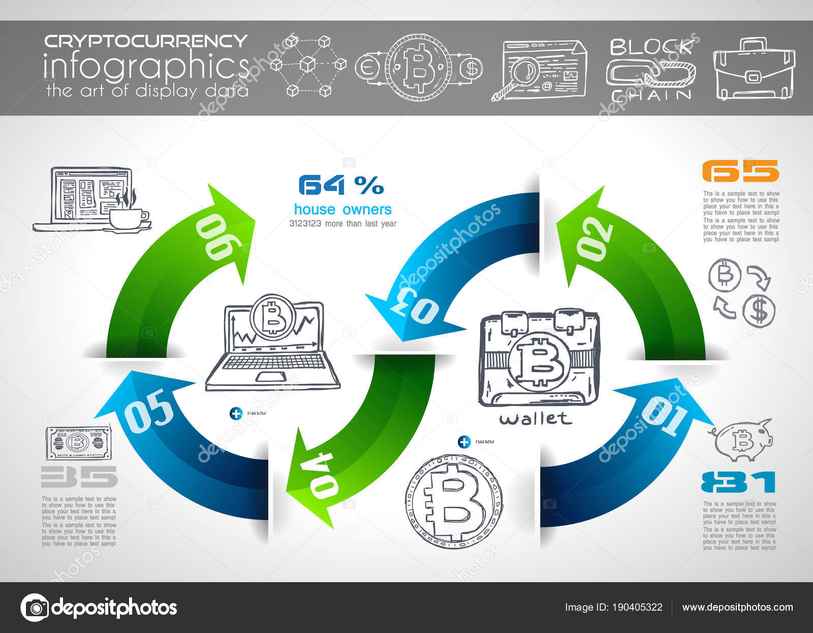 Cryptocurrency Concept Hand Drawn Doodle Design Blockchains Software ...