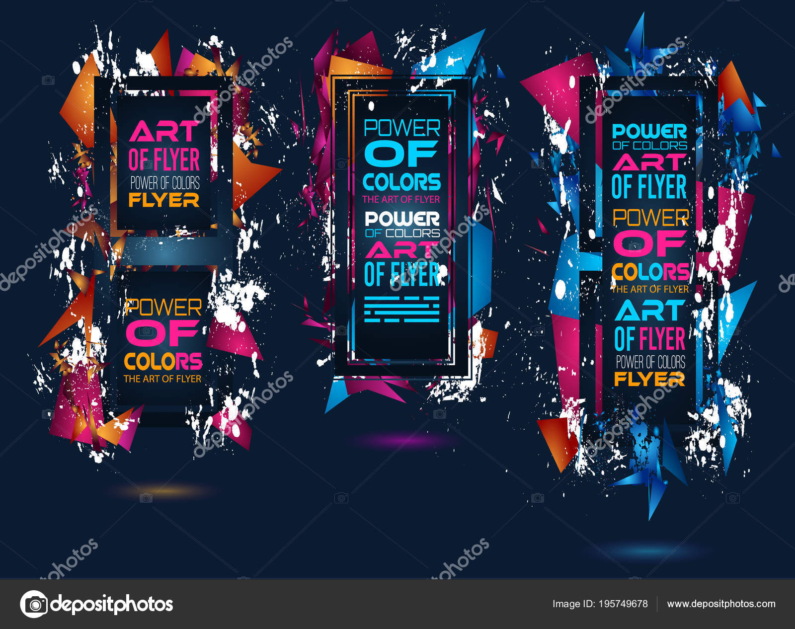 Futuristic Frame Art Design Abstract Shapes Drops Colors Space Text ...