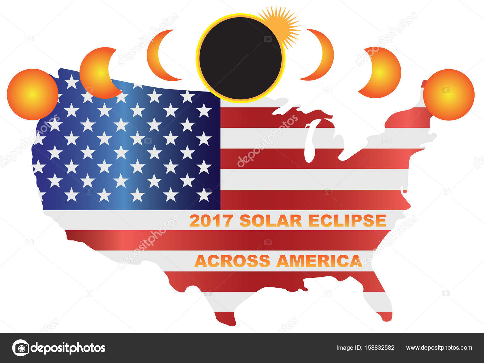 2017 Solar Eclipse Across USA Map vector Illustration Stock Vector by ...