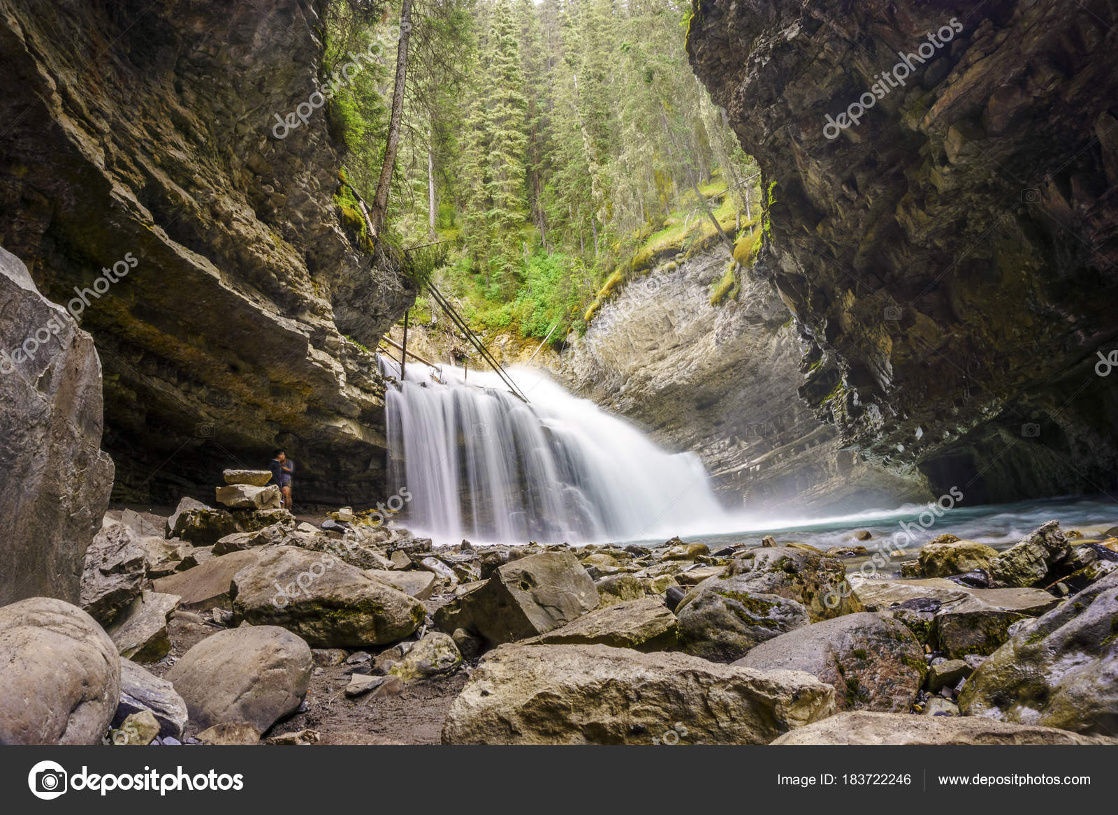 Upper Johnston Waterfalls in Banff National Park, Alberta, Canad Stock ...