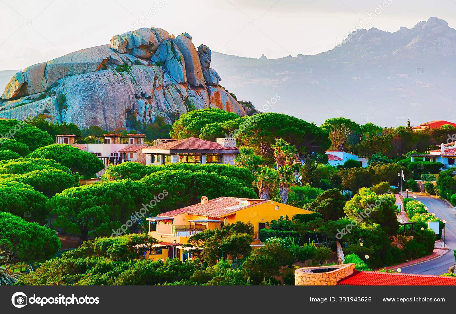 Baja Sardinia architecture and nature at Costa Smeralda reflex Stock ...