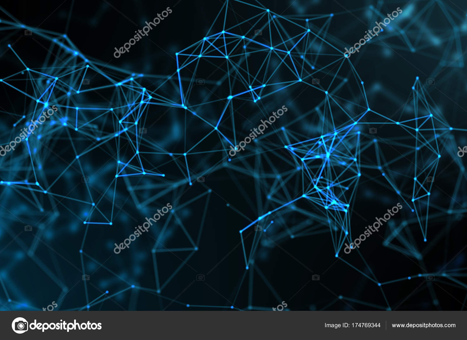 Abstract blue geometrical plexus on black background with lines Stock ...