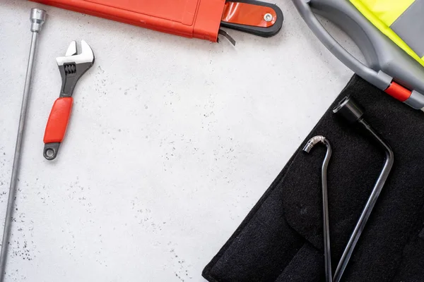 car emergency kit - warning triangle danger sign, first aid kit and ...