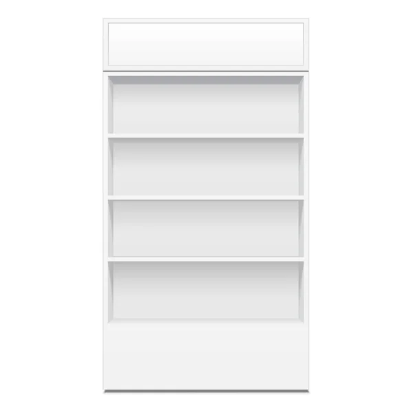 Blank Empty Showcase Display With Retail Shelves. 3D. Front View. Mock ...