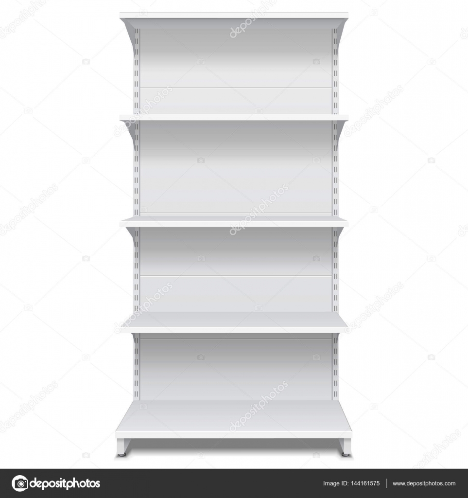 Exhibición vacía vacía del escaparate con los estantes al por menor. 3D ...