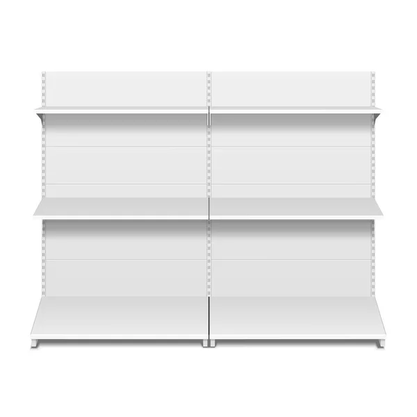 Blank Empty Showcase Display With Retail Shelves. 3D. Front View. Mock ...