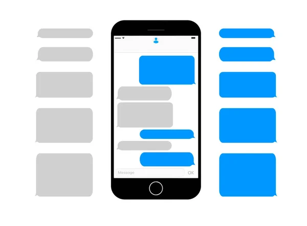 Mobile phone screen messaging text boxes empty bubles — Stock Vector ...