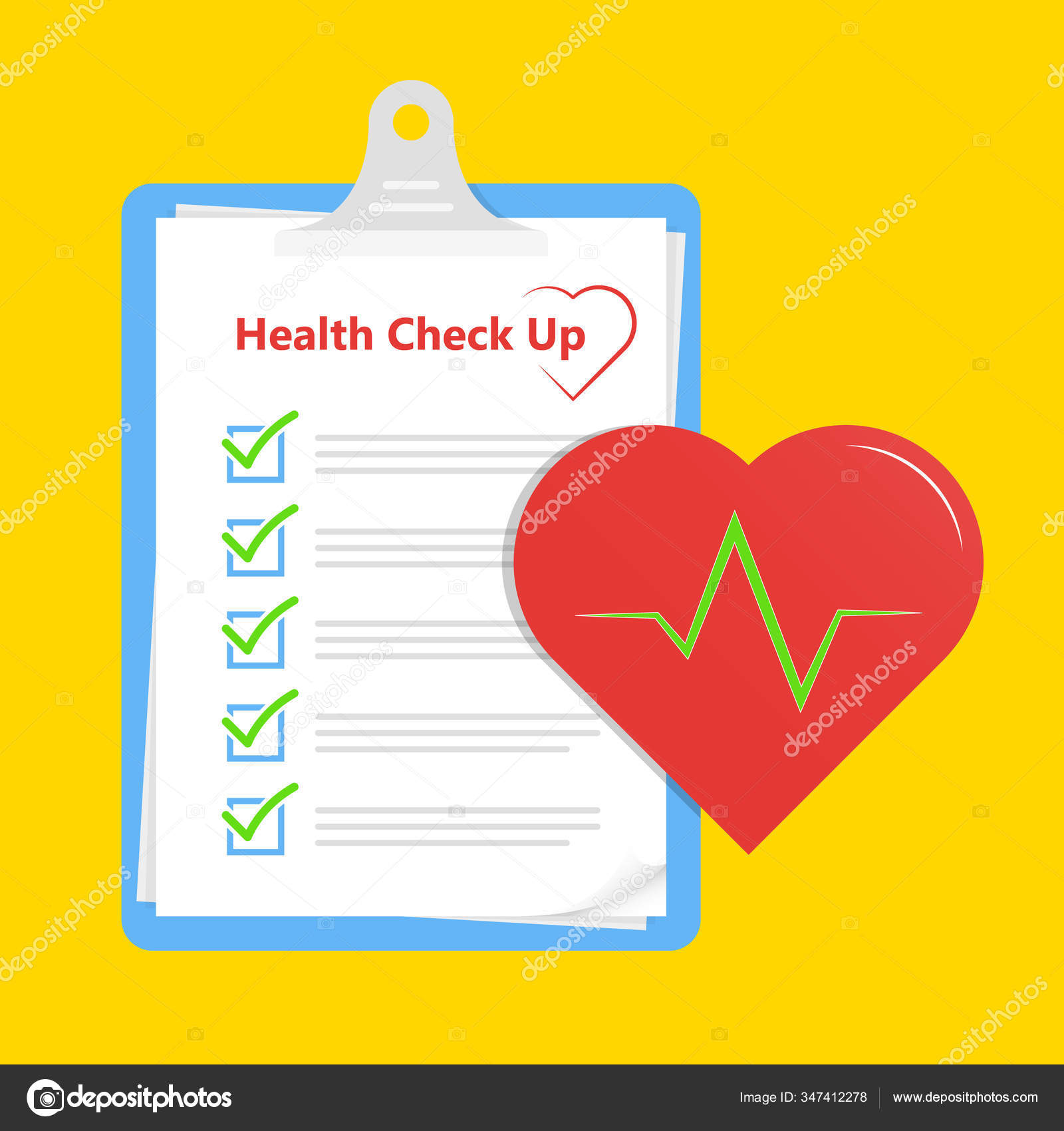 Heart Check List Clipboard Illustration Vector Stock Vector Image by ...