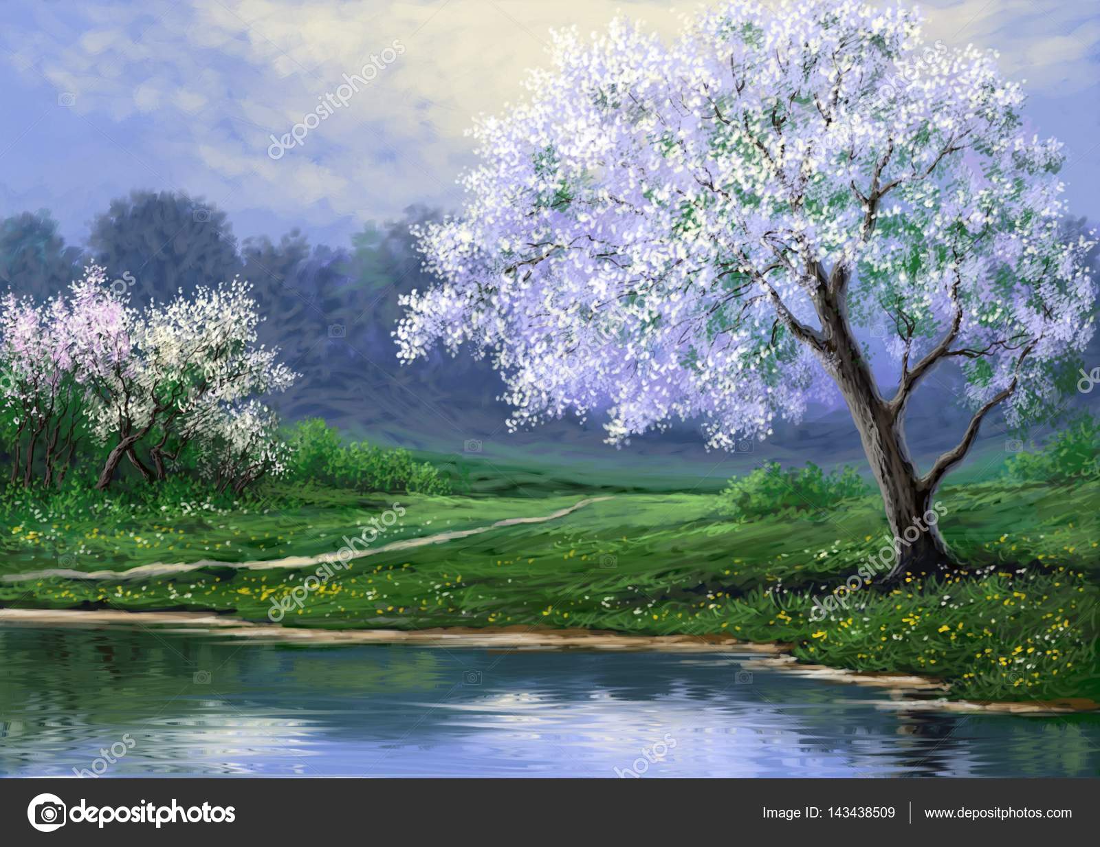 Spring Landscape Drawing