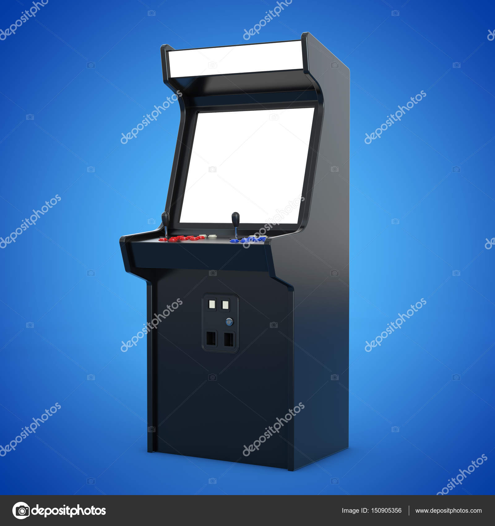 Gaming Arcade Machine with Blank Screen for Your Design. 3d Rend Stock ...