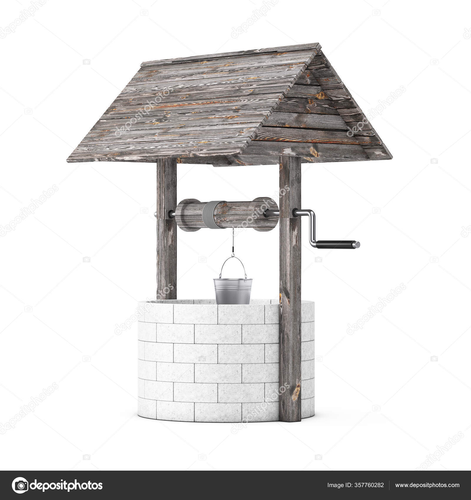 Stone Wood Water Well White Background Rendering — Stock Photo © doomu ...